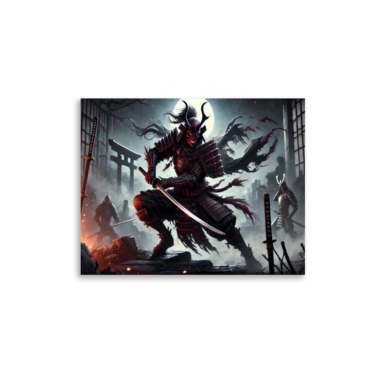 Samurai Combat Poster – Epic Battle Ready Samurai in Full Armor With ...