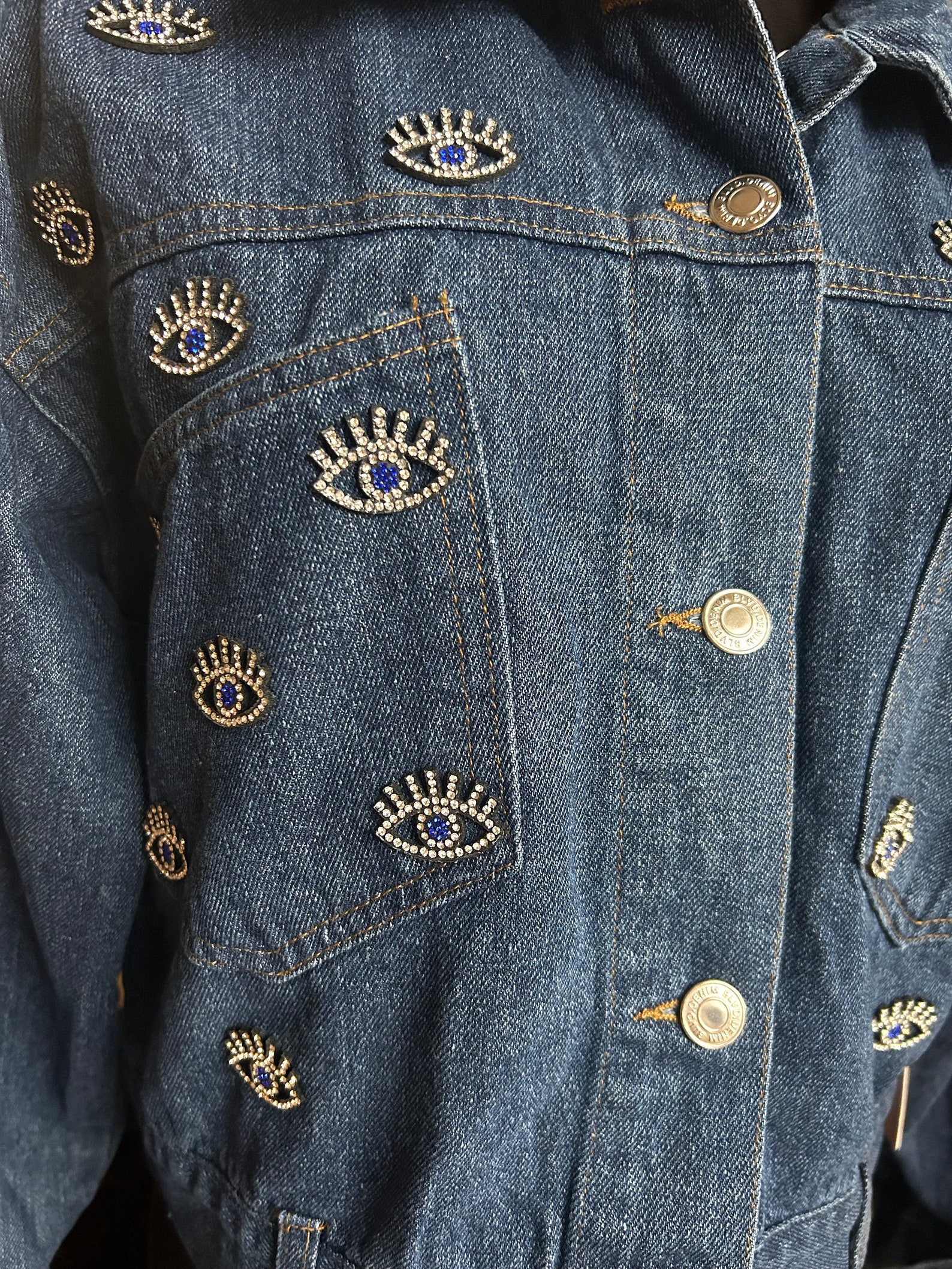Denim Jacket Evil Eye - Etsy