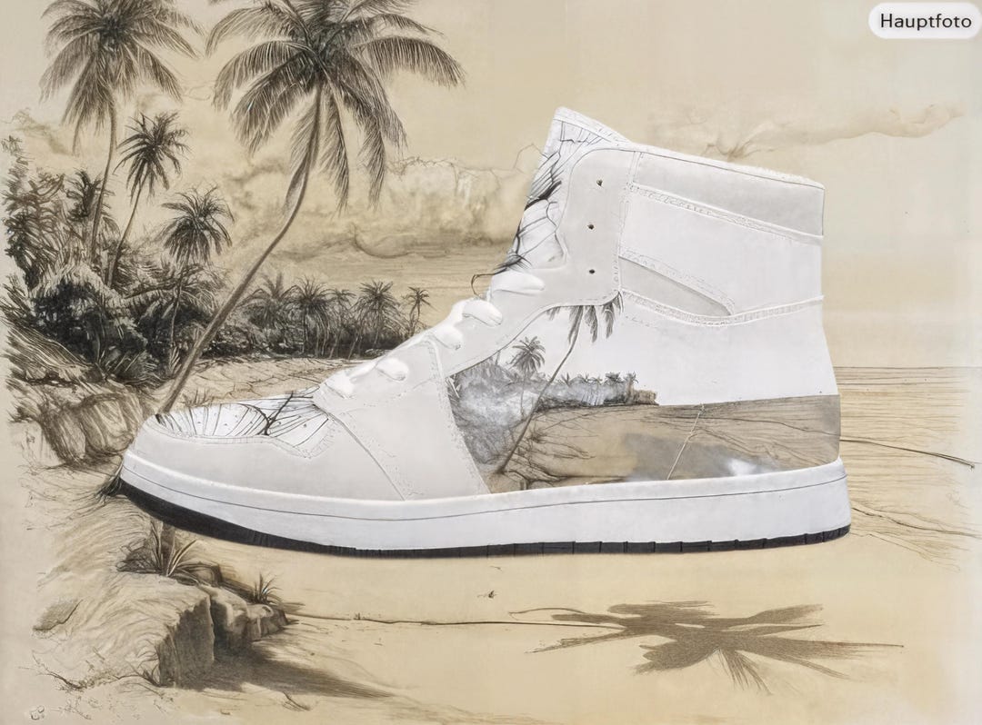 Tropical Beach High Top Sneakers – Artistic Island Vibes Shoes, Beach ...