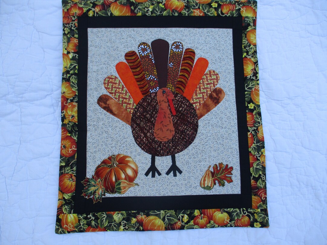 Turkey and the Pumpkins Quilted Wall Hanging - Etsy