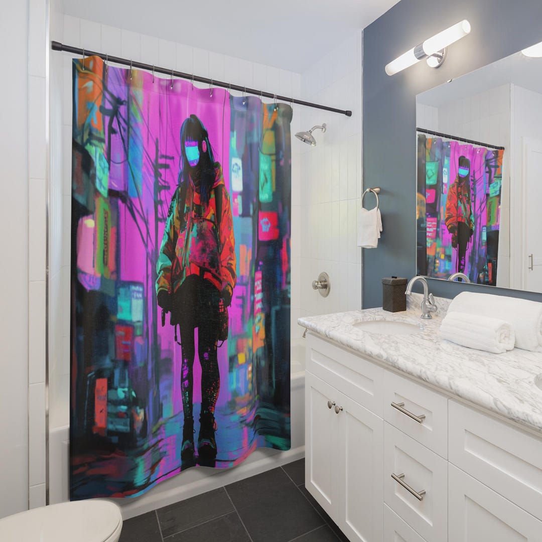 Anime Cyberpunk Shower Curtains - Etsy