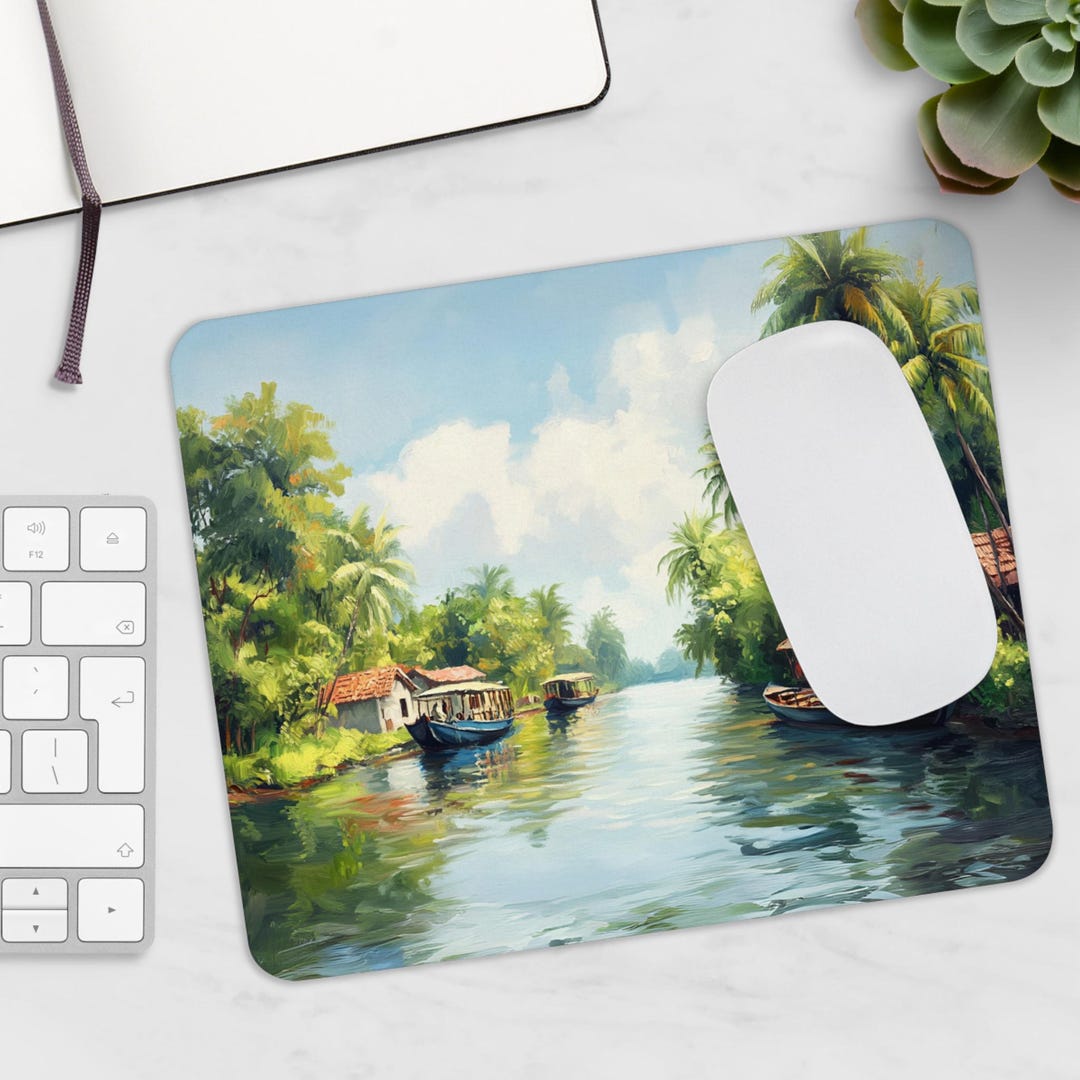 Serene Landscape Mouse Pad - Tropical River Design, Desk Accessory ...