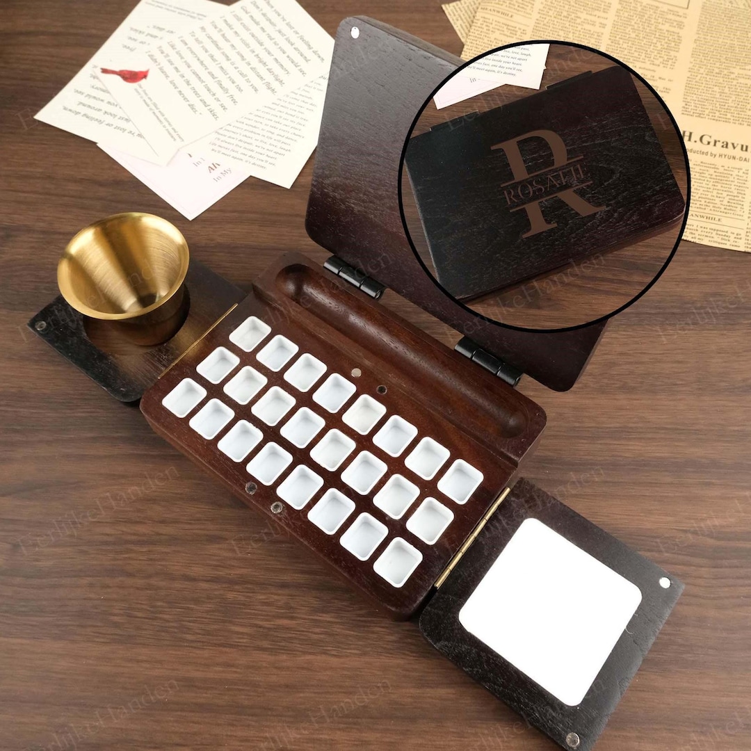 Personalized Watercolor Paint Set, Watercolor Wooden Box, Portable ...