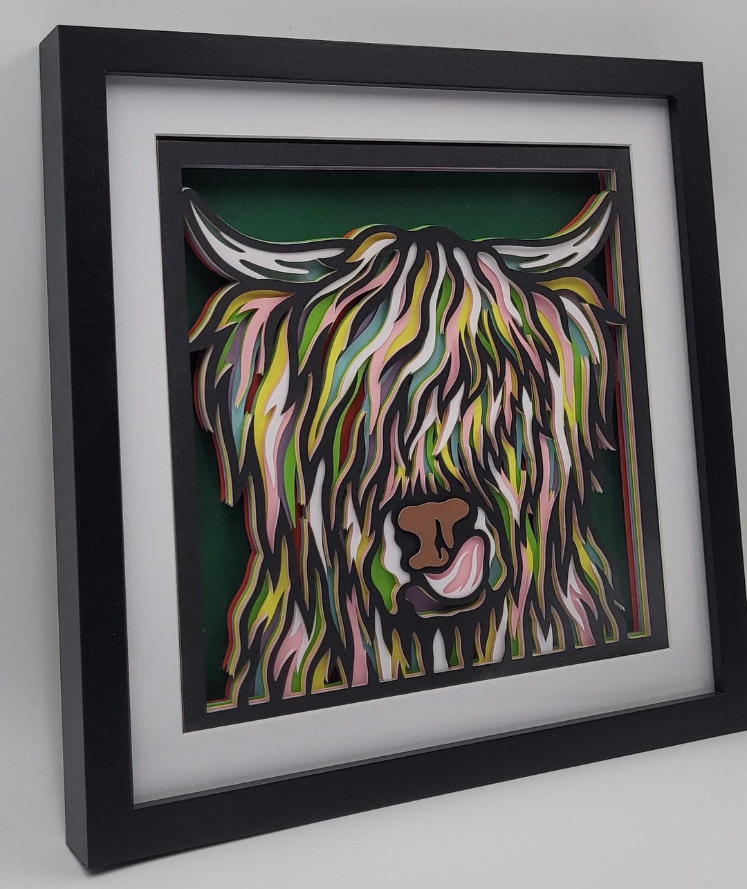 Rustic Highland Cow Shadow Box Art, 3D Framed Wall Decor, Farmhouse ...