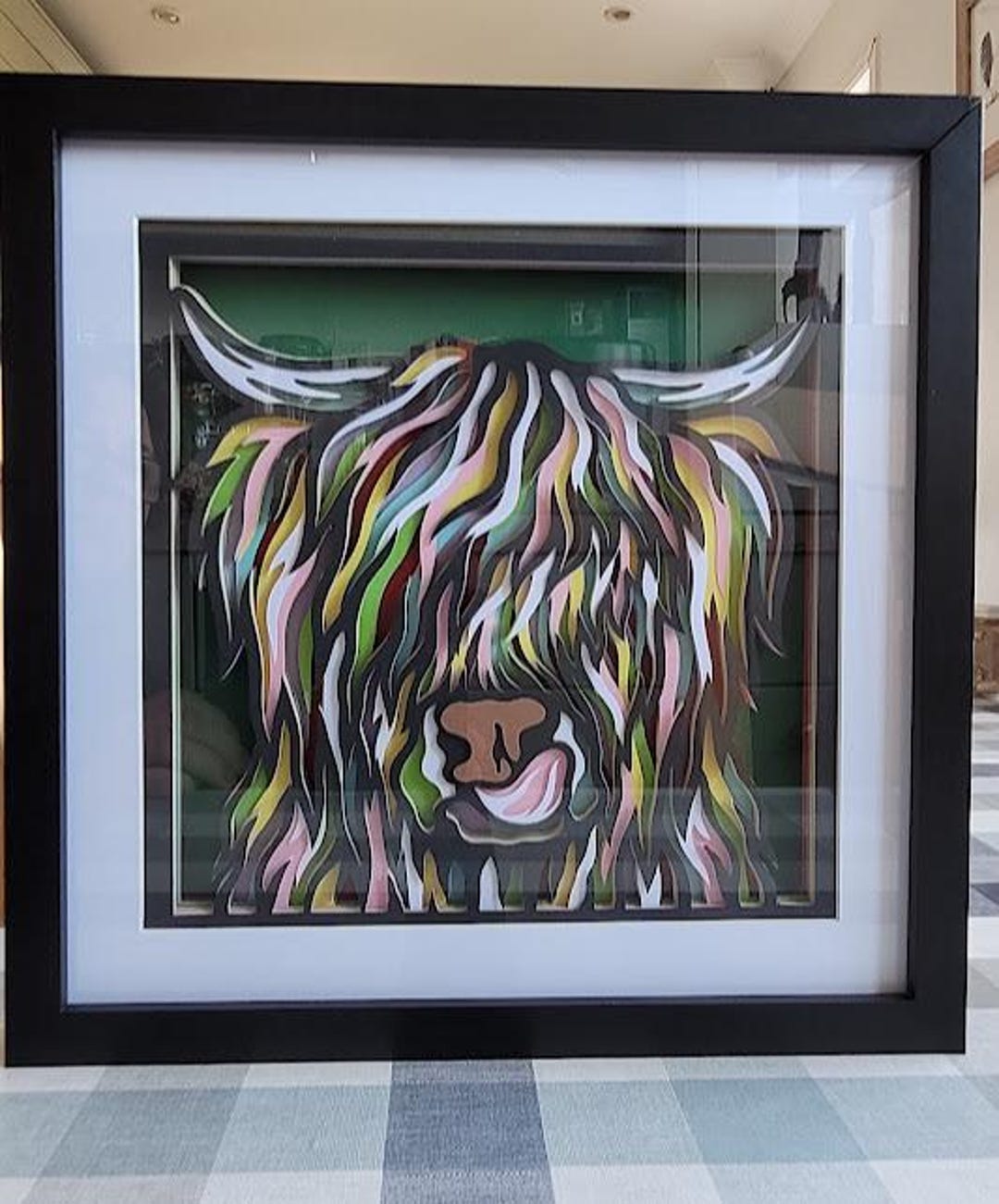 Rustic Highland Cow Shadow Box Art, 3D Framed Wall Decor, Farmhouse ...