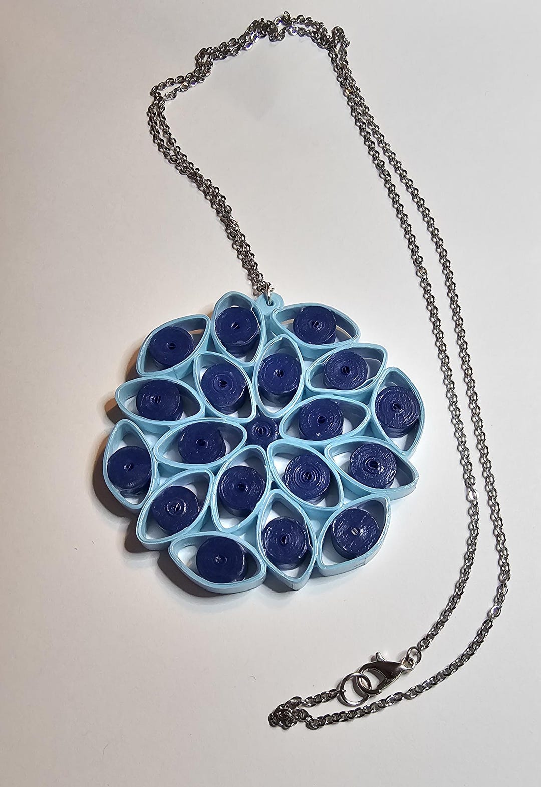 Unique Handmade Quilled Paper Blue Pendant Necklace - Etsy