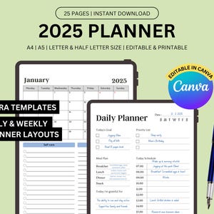 Personal Planner 2025 Editable in Canva for Daily Use | Minimalist ...