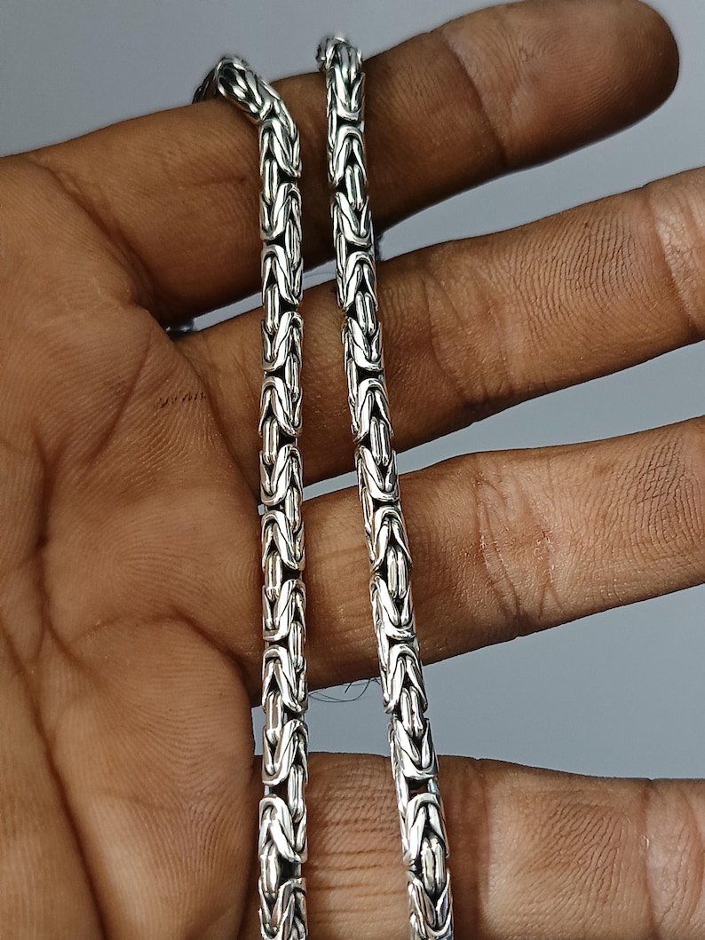 Men's 999 Silver Byzantine Chain Necklace: Woven Rope Design - Etsy