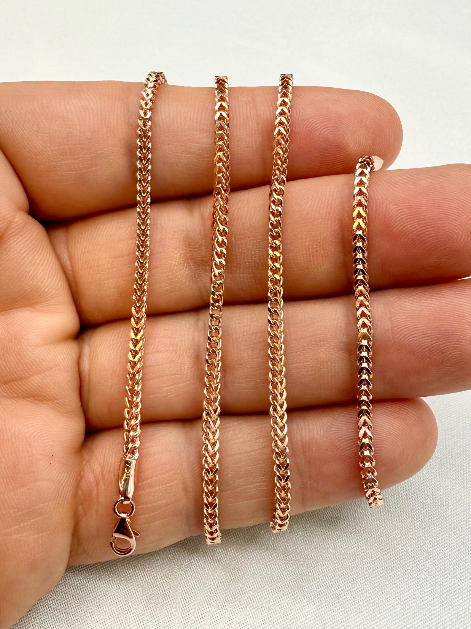 18K Solid Rose Gold Franco Chain Necklace - 2.5mm Width - Etsy
