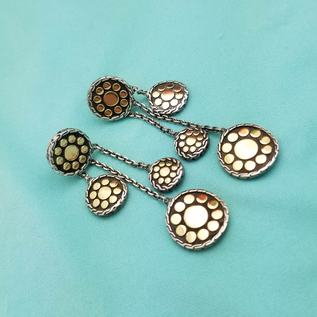 18K John Hardy Vintage Estate Gold & Silver Dot Dangle - Etsy