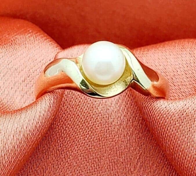 8K Pearl Solitaire Ring- 333 Stamped- Germany- Vintage- Natural ...