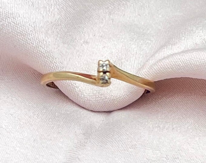 14K Gold Diamond Friendship Ring .02cts Vintage Estate Two - Etsy
