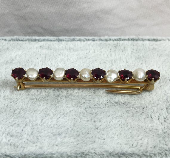 Vintage 14K Gold Bar Pin with Natural Mississippi Pea… - Gem