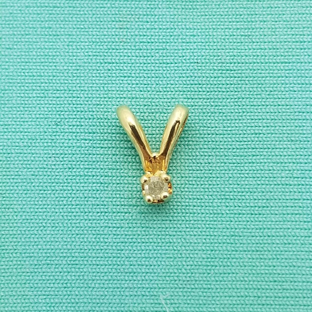 Vintage 10K Gold Extremely Petite Round Diamond Pendant-estate-very ...