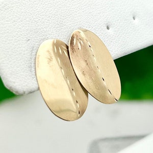 10K Gold Oval Disc Bamboo Studs Estate 3/4 Long .5mm Thick Bamboo ...