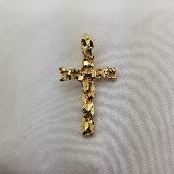 Textured Cross Pendant, 10K Yellow Gold, Estate Piece… - Gem