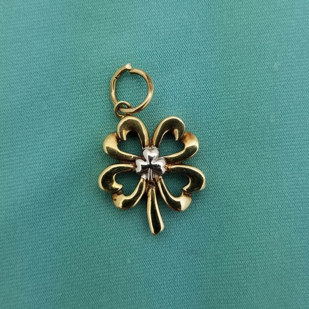 Vintage 10K Gold Lucky Four-leaf Clover Charm-estate-good Luck-irish ...