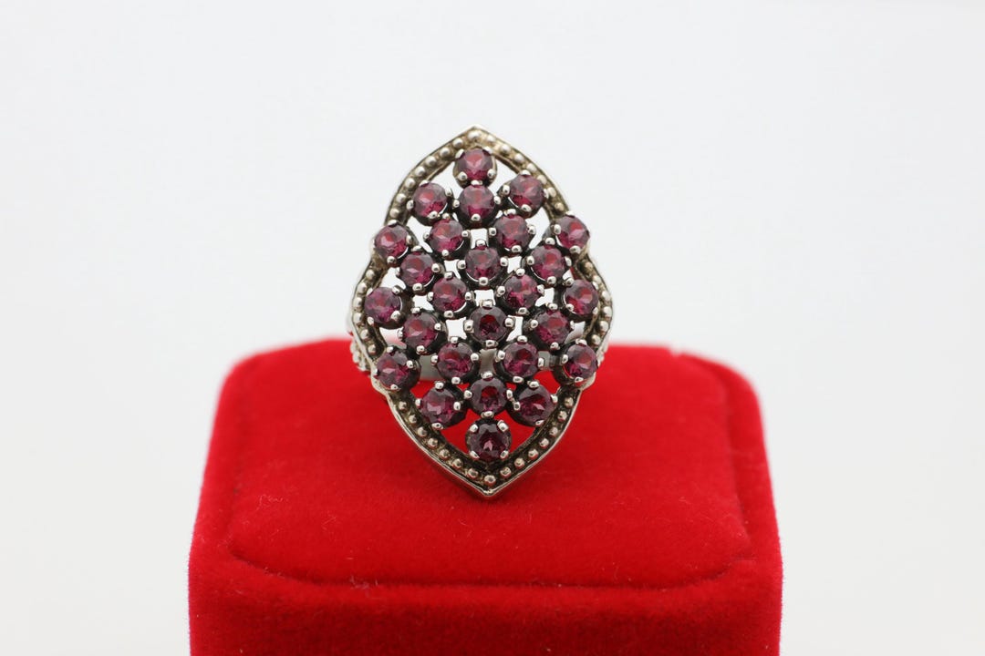 Vintage Nicky Butler LARGE Sterling Silver Pink Sapphire Cluster Ring ...