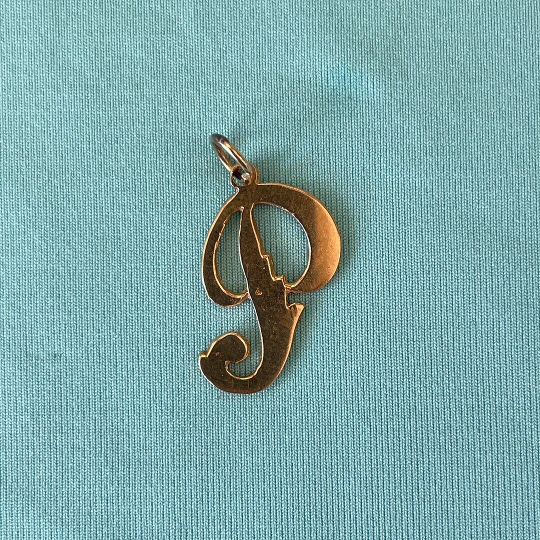 14K Gold Letter P Charm, Vintage Yellow Gold, Initial Pendant, Vintage ...
