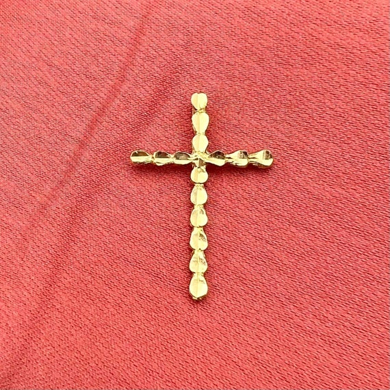 14K Diamond Cut Cross Pendant-Traditional-1'' Long-Vi… - Gem