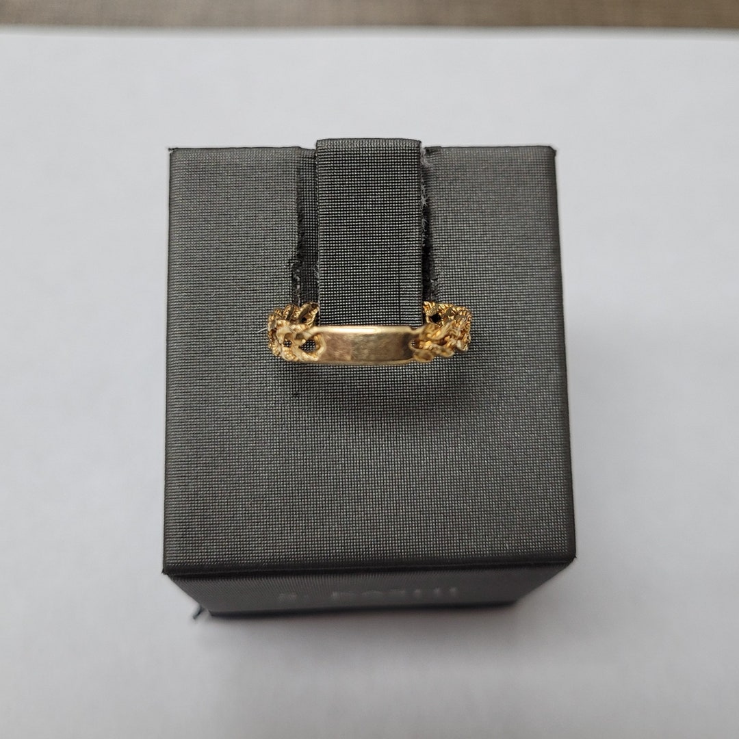 14K Braided Yellow Gold Band, ID Nameplate Ring, 3.4mm, Vintage Estate ...