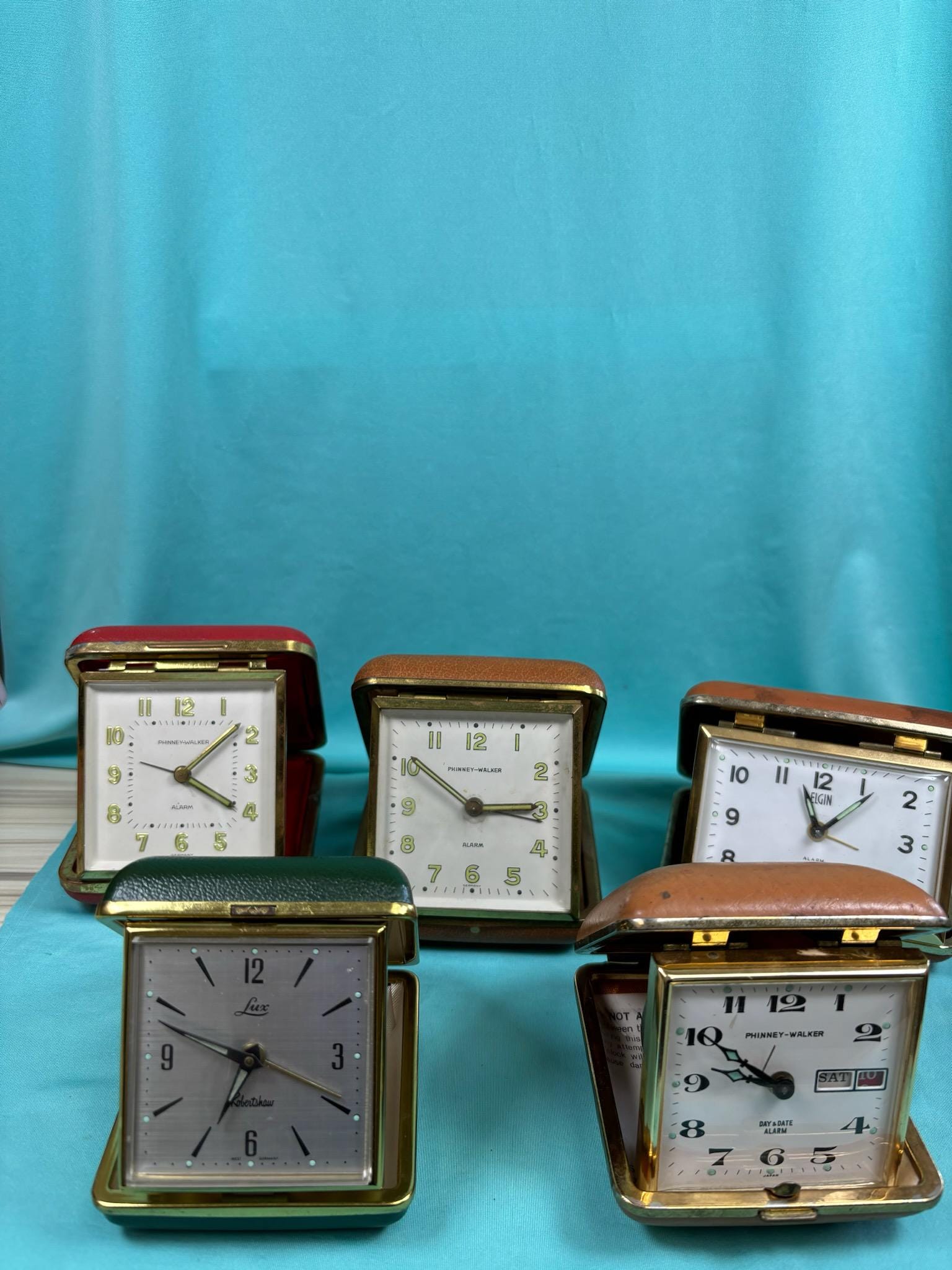 Vintage Travel Alarm Clocks, Lot of 5, 1941-1969, Mid-century, Lux ...