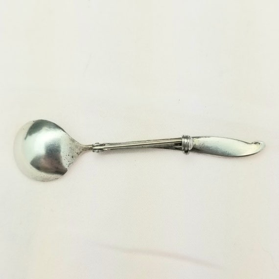 Vintage 1940s Silver Spoon Pin-925-Sterling-Filigree … - Gem