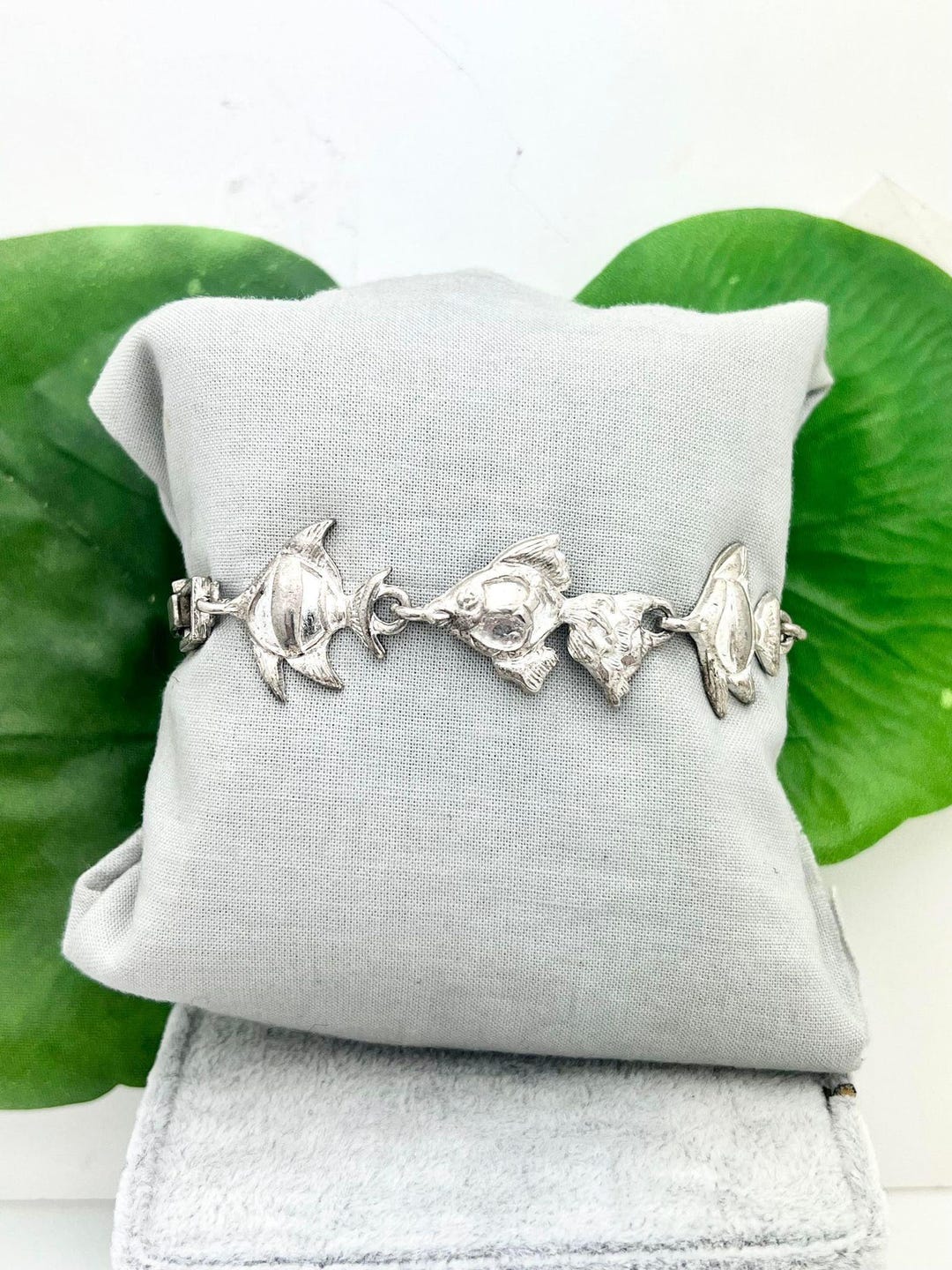 Sterling Silver Fancy Fish Link Bracelet- Vintage- 7 1/2" Long- 3/4 ...
