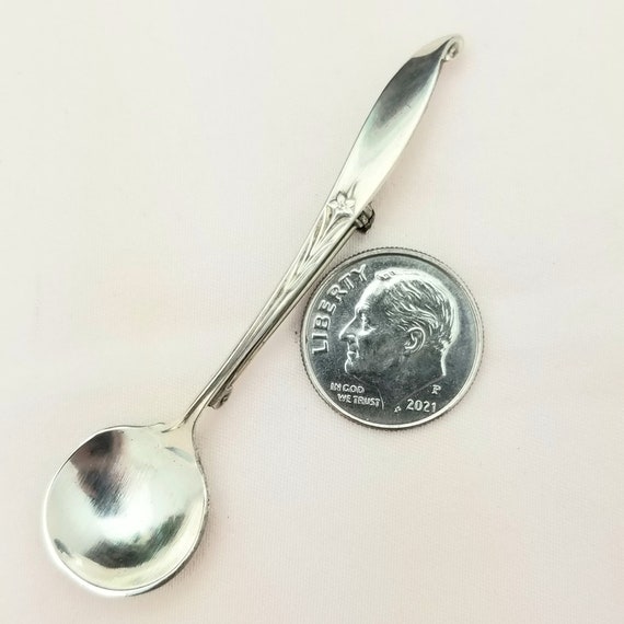 Vintage 1940s Silver Spoon Pin-925-Sterling-Filigree … - Gem