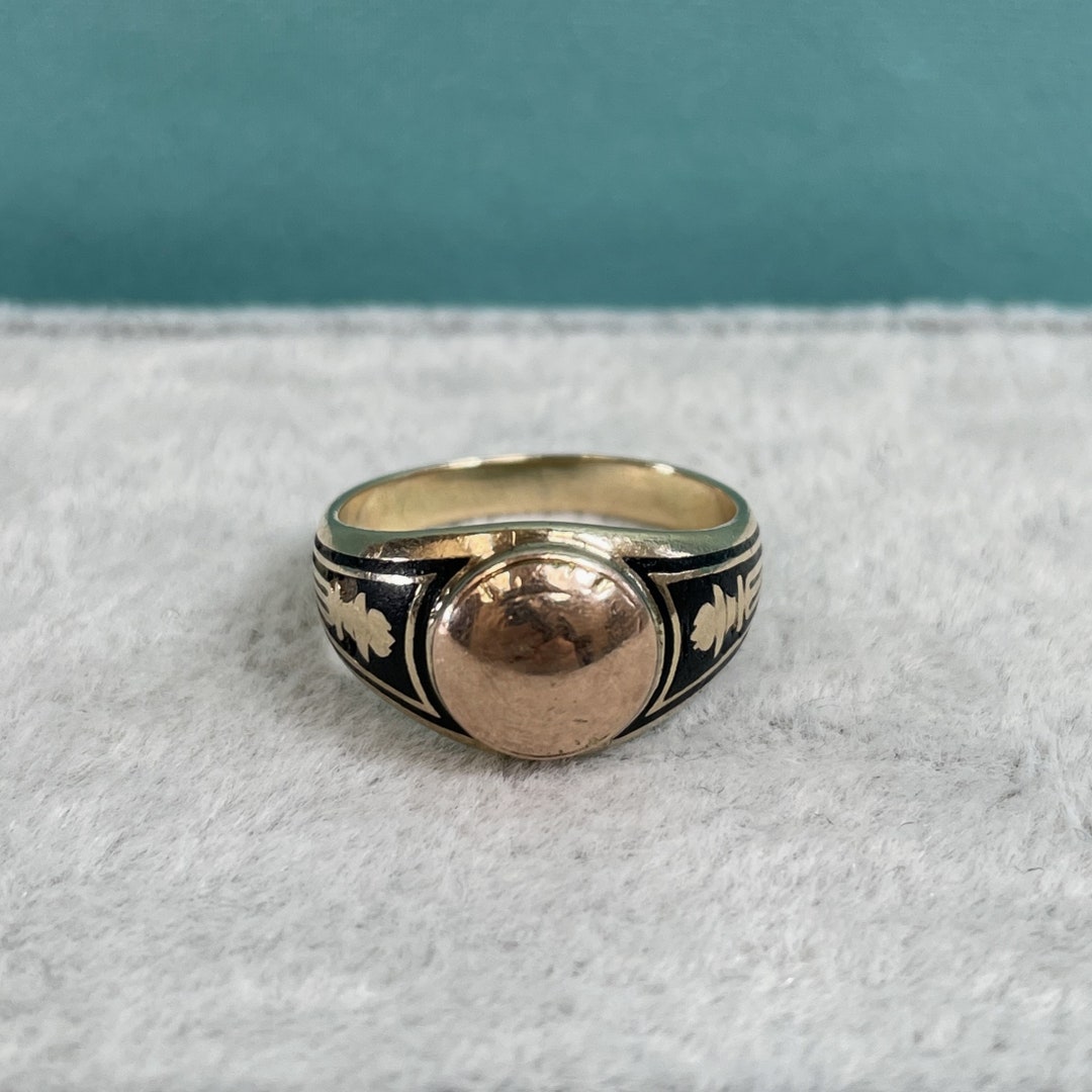 10K Gold & Enamel Torch Ring Vintage, Size 5.25 Yellow and Rose Gold ...