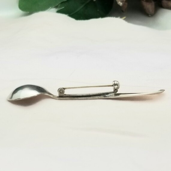 Vintage 1940s Silver Spoon Pin-925-Sterling-Filigree … - Gem