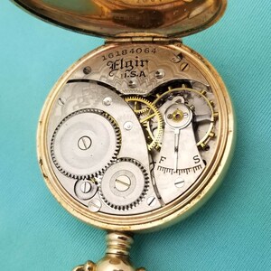 ELGIN Butterflies Floral Filigree Pocket Watch W/ Stopwatch, Vintage ...
