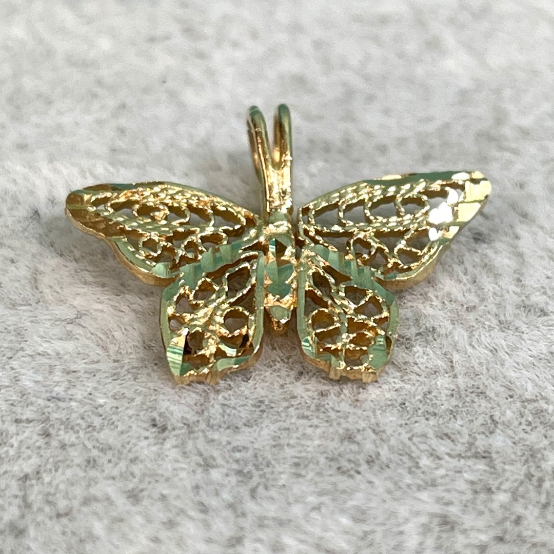 14K Yellow Gold Filigree Butterfly or Moth Pendant, Estate - Etsy