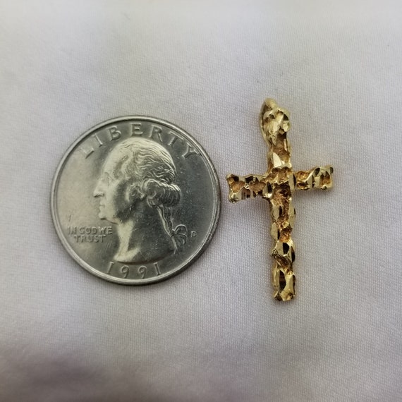 Textured Cross Pendant, 10K Yellow Gold, Estate Piece… - Gem