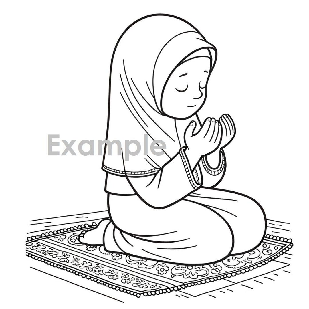 Praying Family | Islamic Coloring Pages | Digital Download - Etsy
