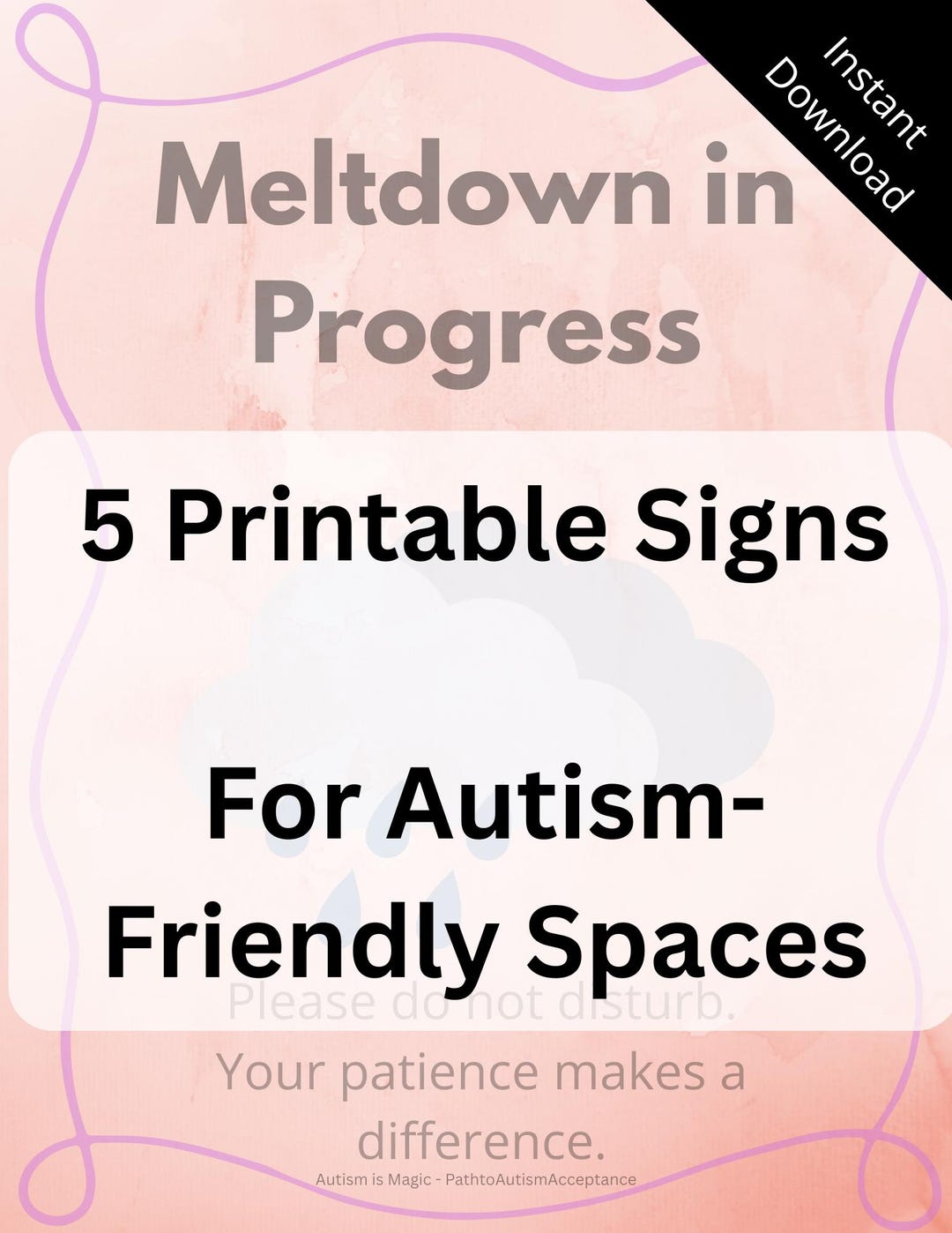 Printable Sensory Room Signs for Autism – Calm Down Corner, Meltdown in ...