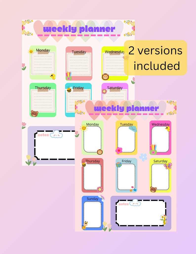 Weekly Planner Printable, Weekly Schedule for Kids, Family to Do List ...