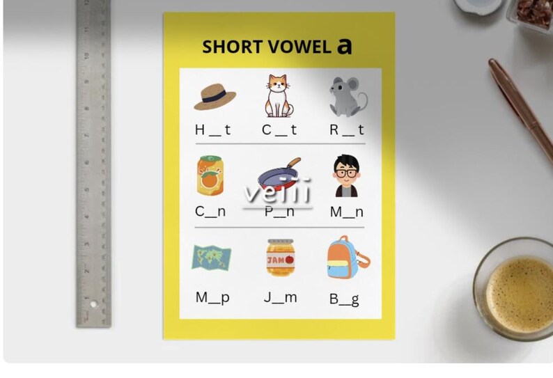 Vowel Sound Worksheet – Printable Kids Learning Activity (PDF) - Etsy