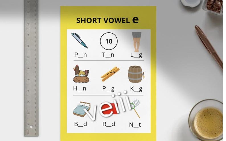 Vowel Sound Worksheet – Printable Kids Learning Activity (PDF) - Etsy