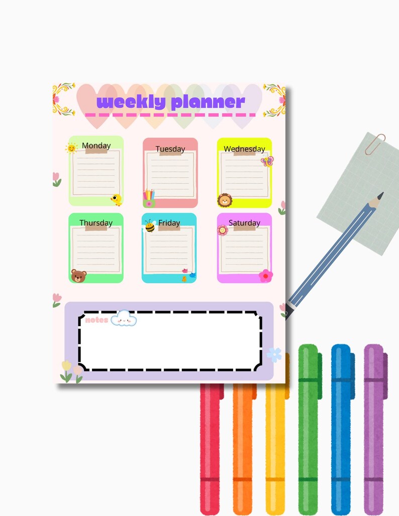 Weekly Planner Printable, Weekly Schedule for Kids, Family to Do List ...