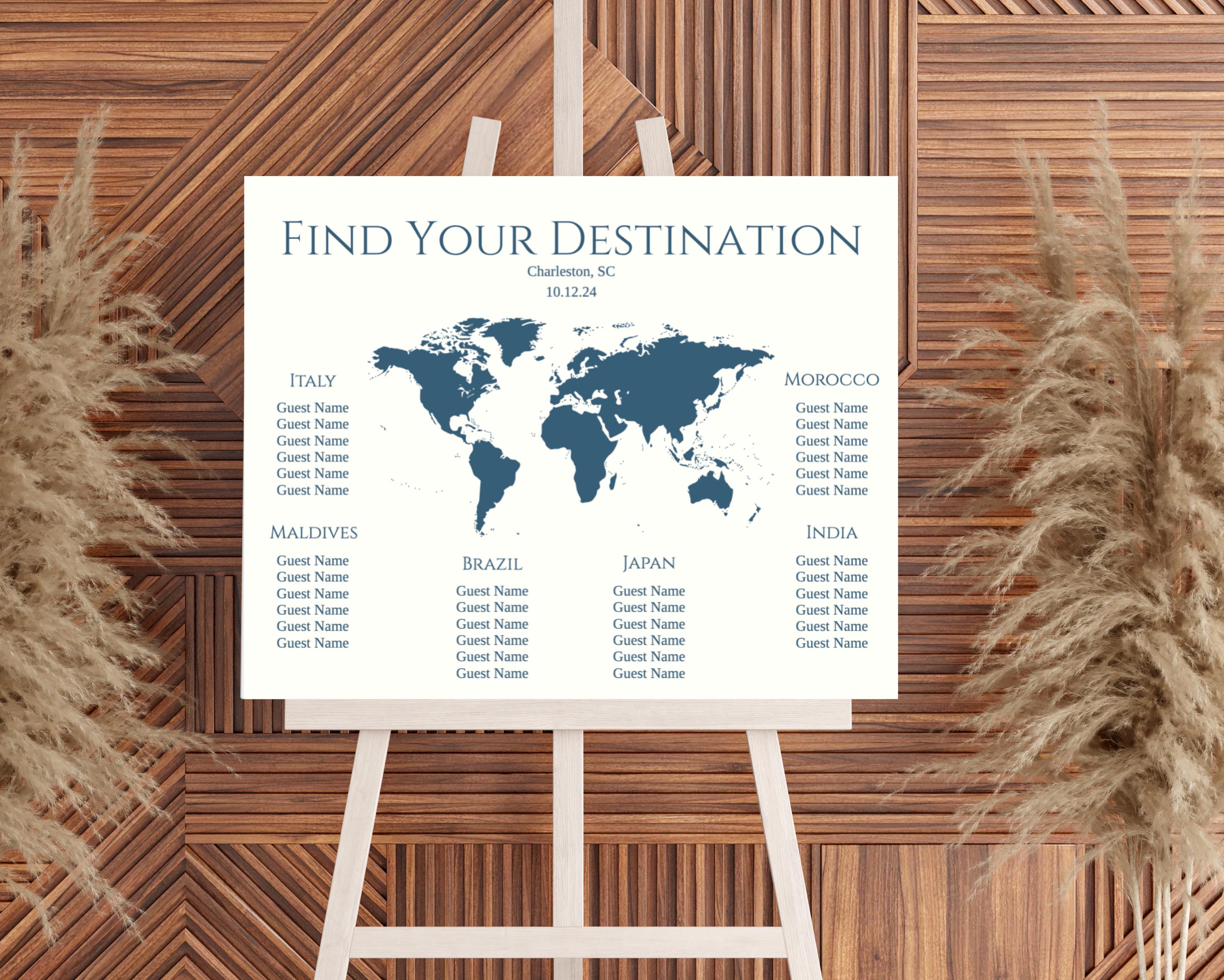 World Map Seating Chart - Etsy