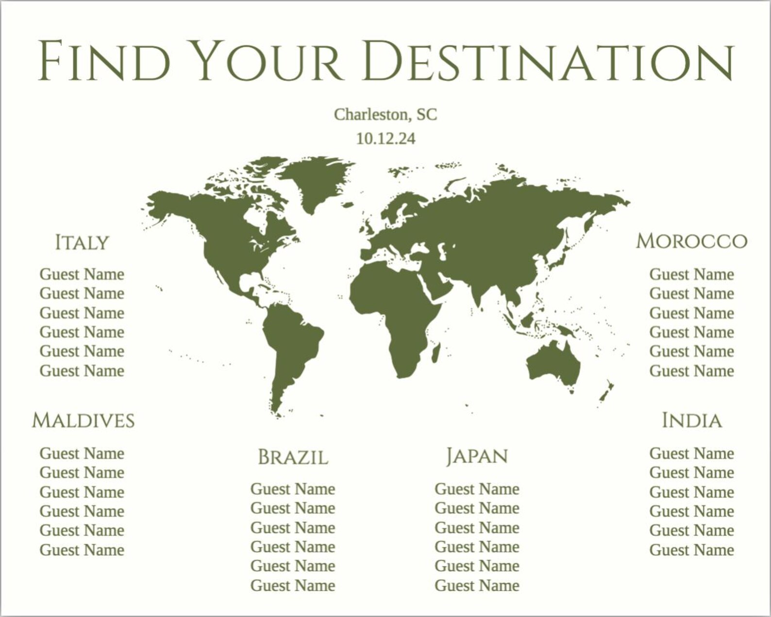 World Map Seating Chart - Etsy