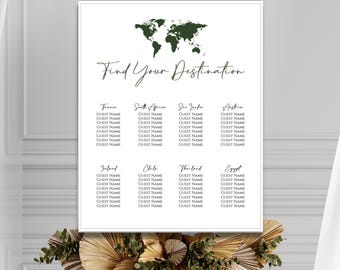 World Map Seating Chart - Etsy