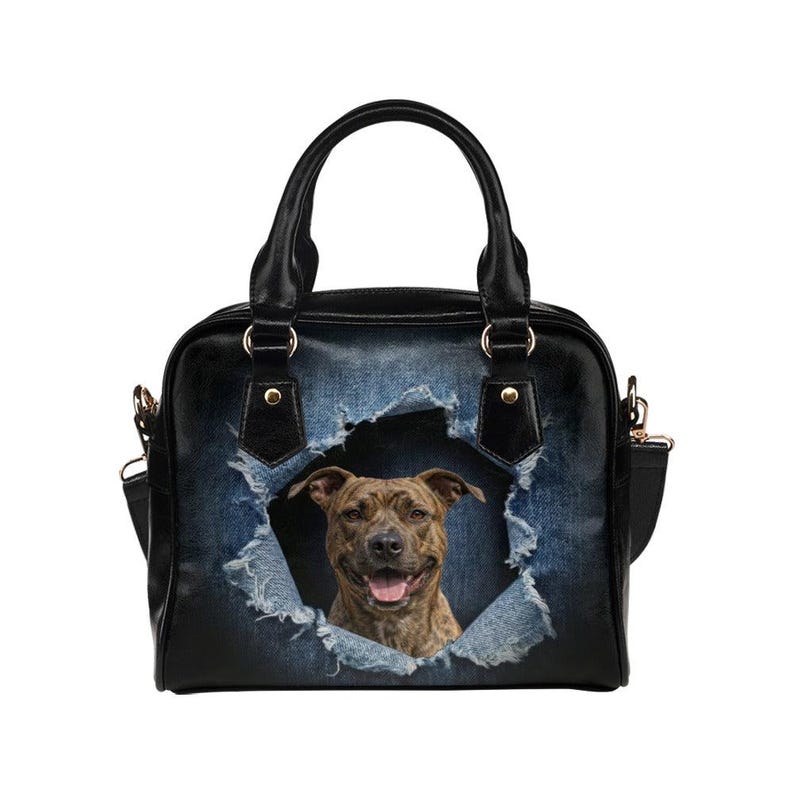 American Staffordshire Terrier Ripped Denim Print Shoulder Handbag - Etsy