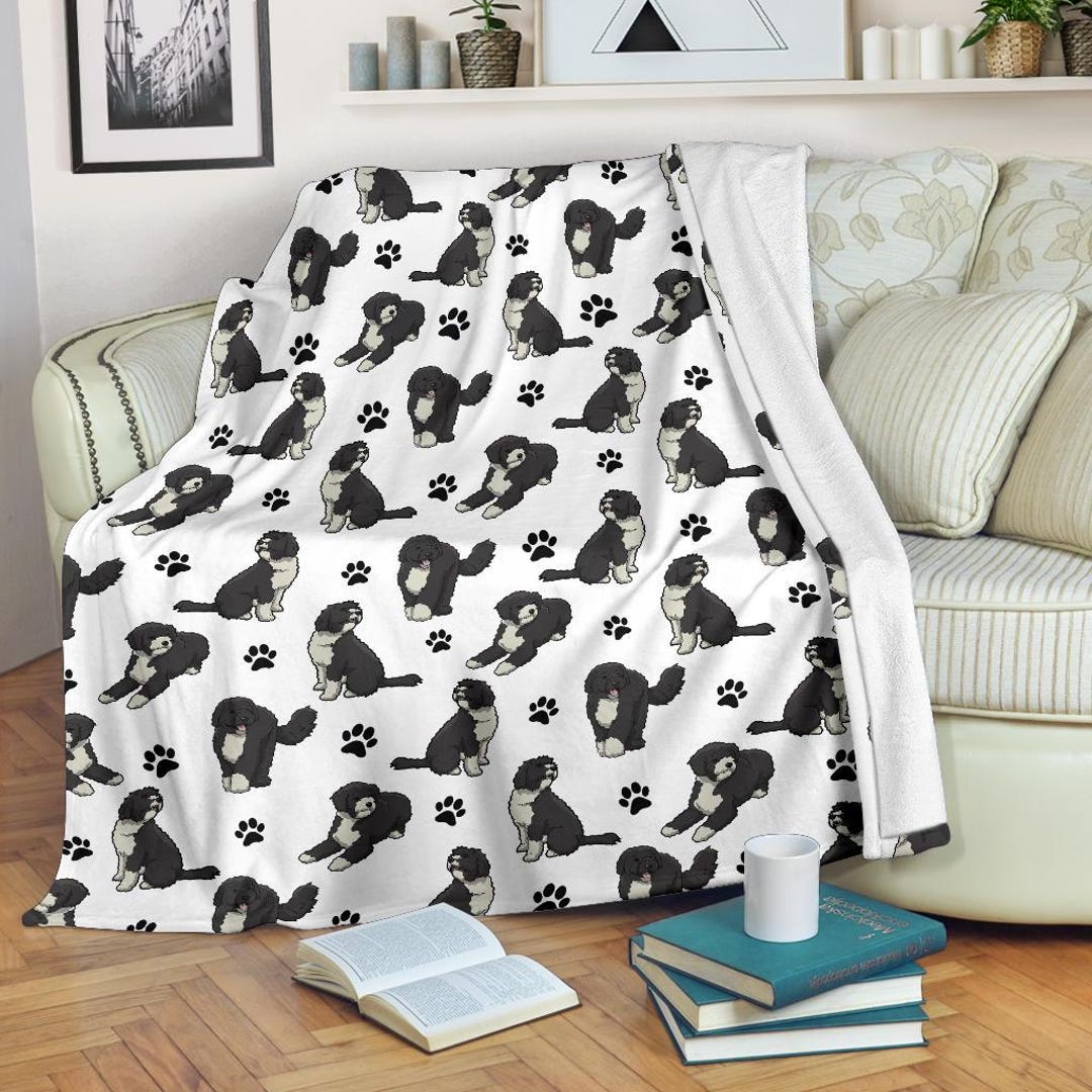 Portuguese Water Paw Blanket, Portie Dog Breed Gift, Soft Fleece Throw ...