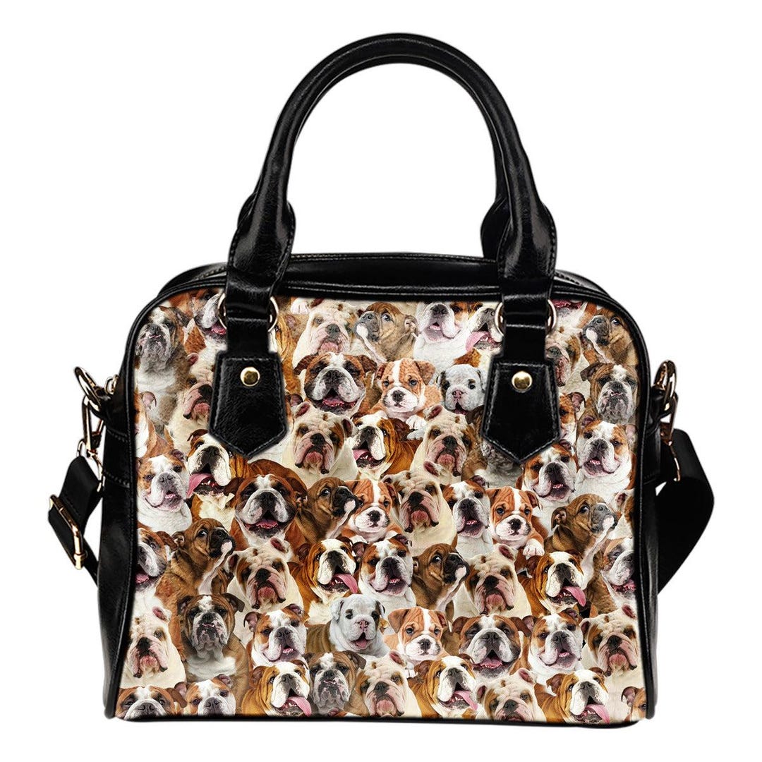 English Bulldog Full Face Shoulder Handbag - Etsy