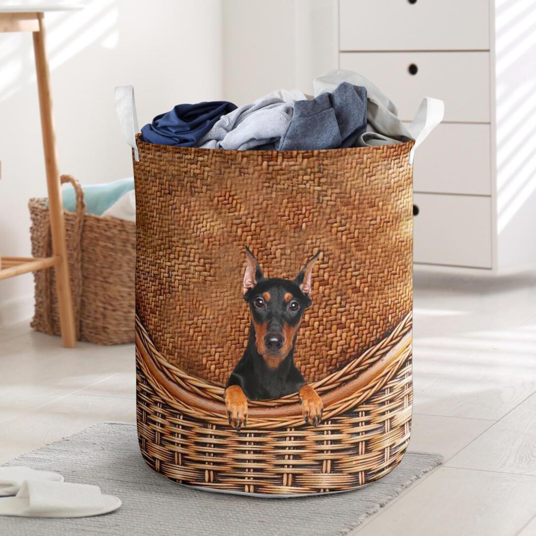 German Pinscher - Rattan - Laundry Basket - Etsy