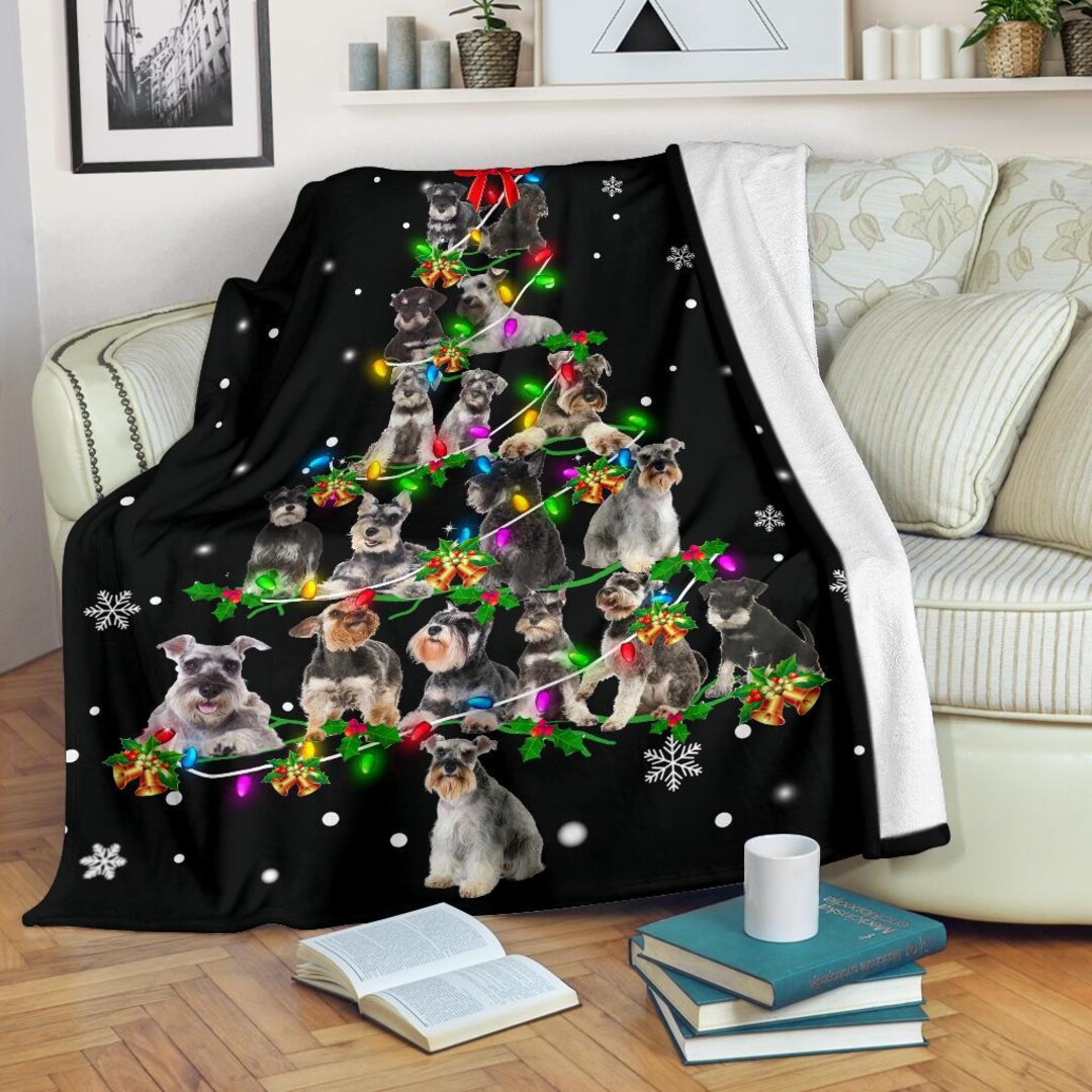 Schnauzer Christmas Tree Blanket, Bearded Dog Breed Gift, Soft Fleece ...