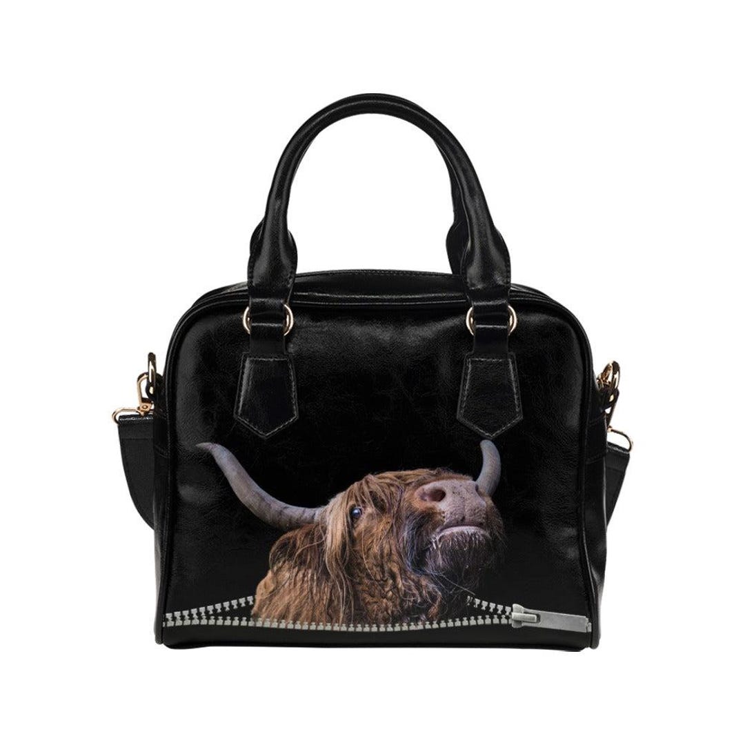 Highland Cow Shoulder Handbag, Fluffy Cow Mom Gift, Scottish Heifer ...