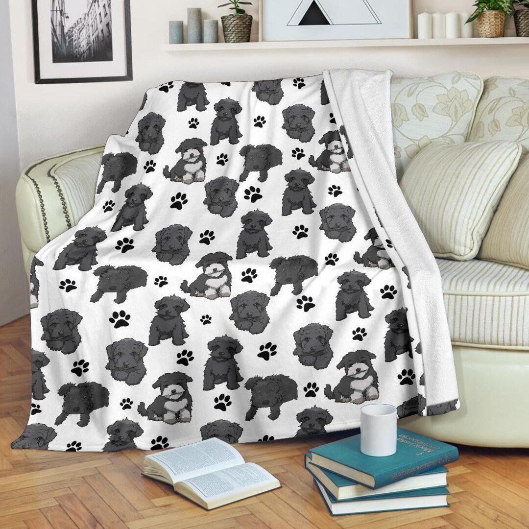 Schnoodle Fleece Blanket, Custom Dog Paw Print Throw, Schnoodle Mom ...